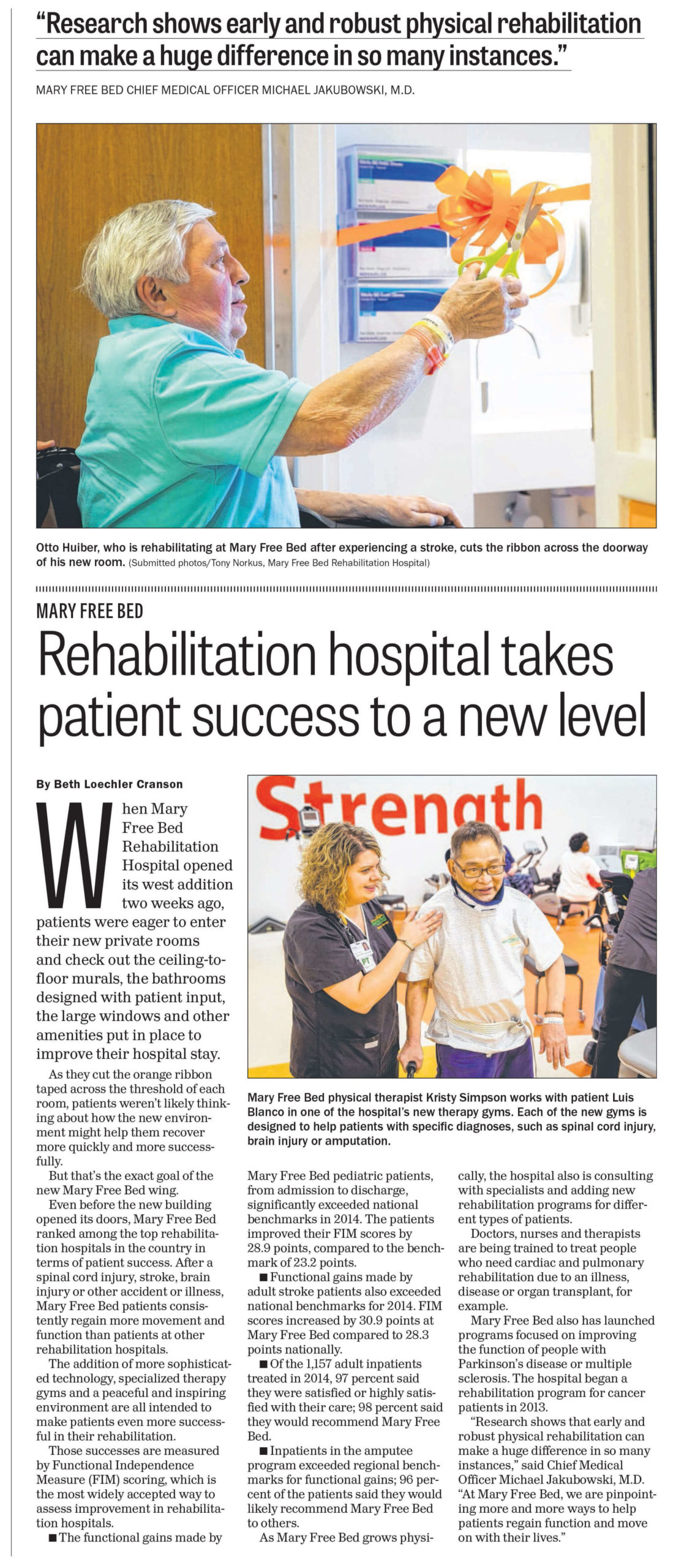 Rehabilitation hospital takes patient success to new level - Mary Free ...